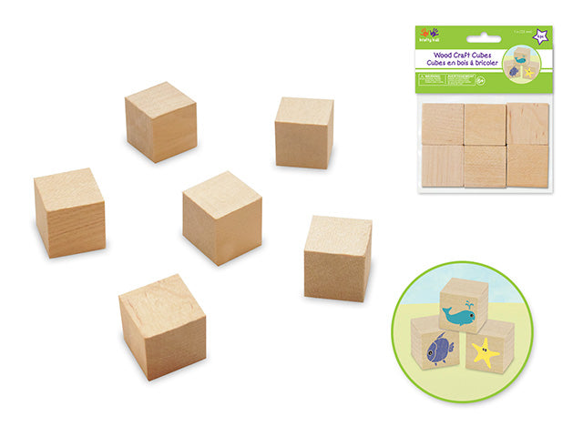Craftwood: 1in (25mm) Cubes 6/pk Natural – Crafts N' Things Hobbies & Games