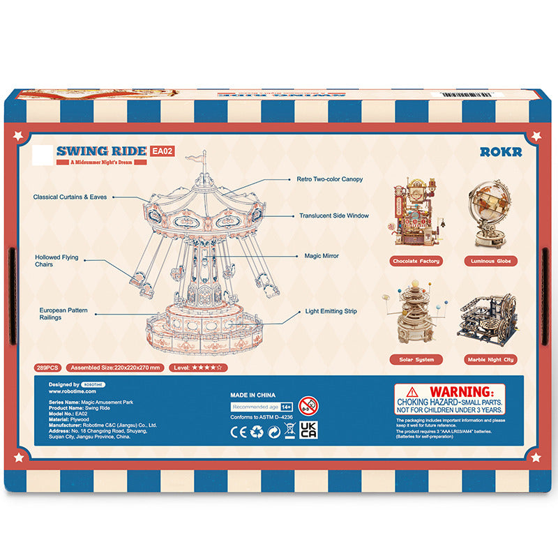 ROKR 3D Wooden Puzzle, Magic Amusement Park - Swing Ride – Crafts N ...