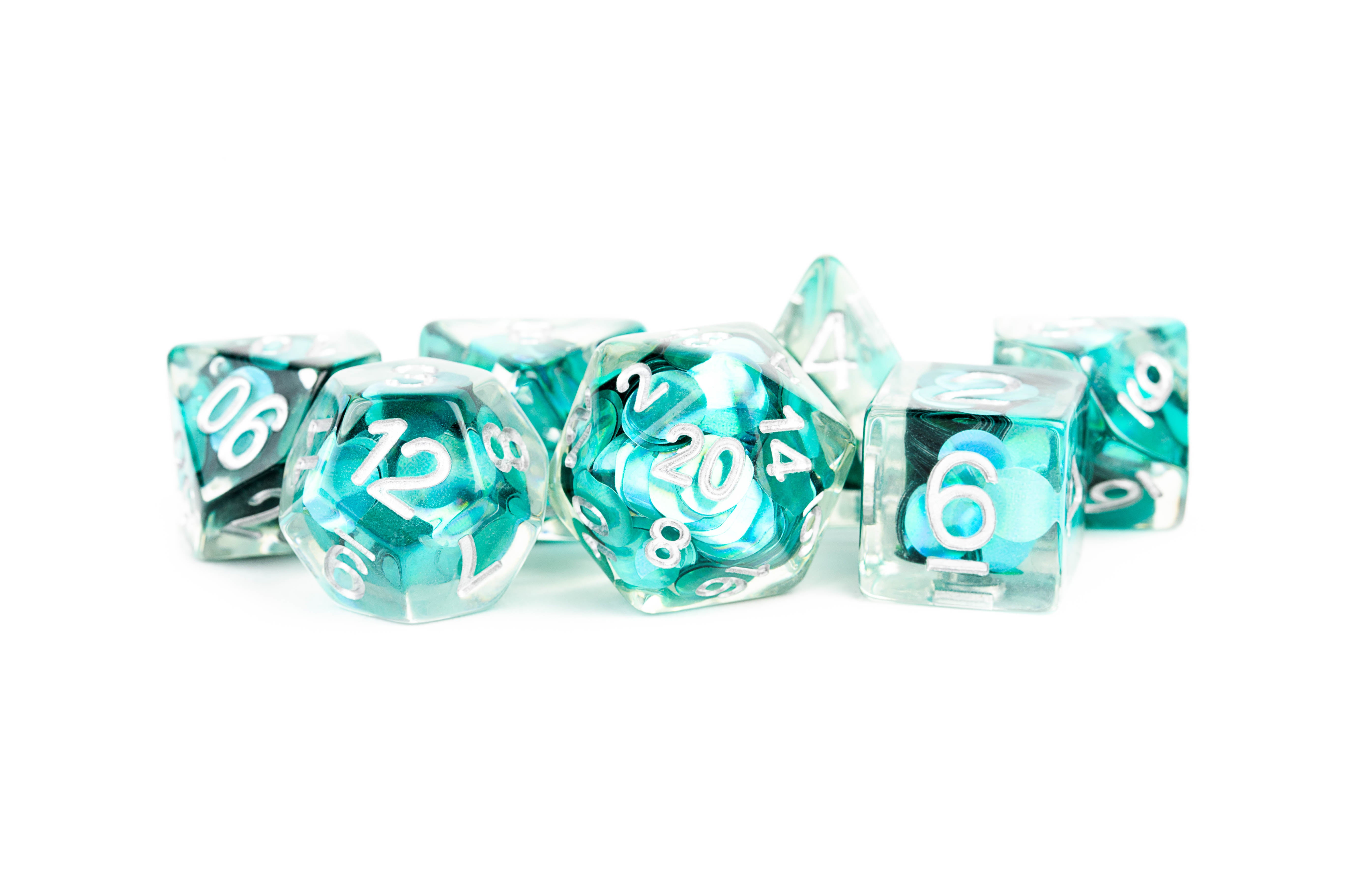 RESIN 7 DICE SET MERMAID SCALES INCLUSION 16MM – Crafts N' Things ...