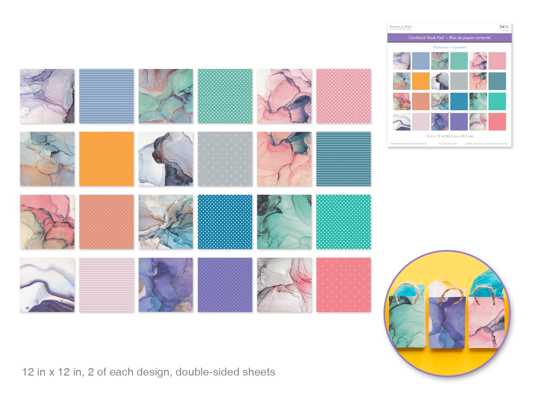 Cardstock: 12"x12" Themed Stack Pad x24 Double-Sided (24 Designs) Wate ...