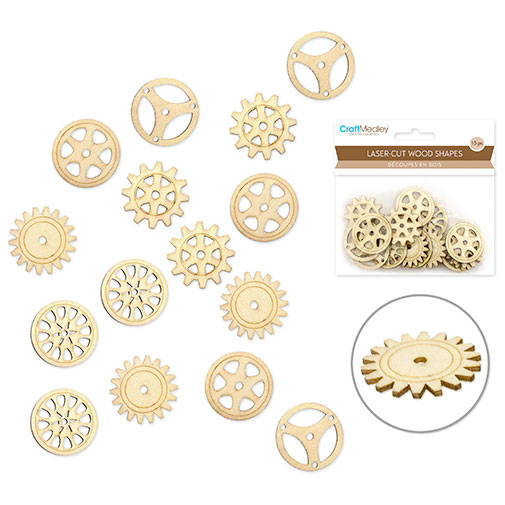 Laser Cut Wood Shapes - Gears & Cogs – Crafts N' Things Hobbies & Games