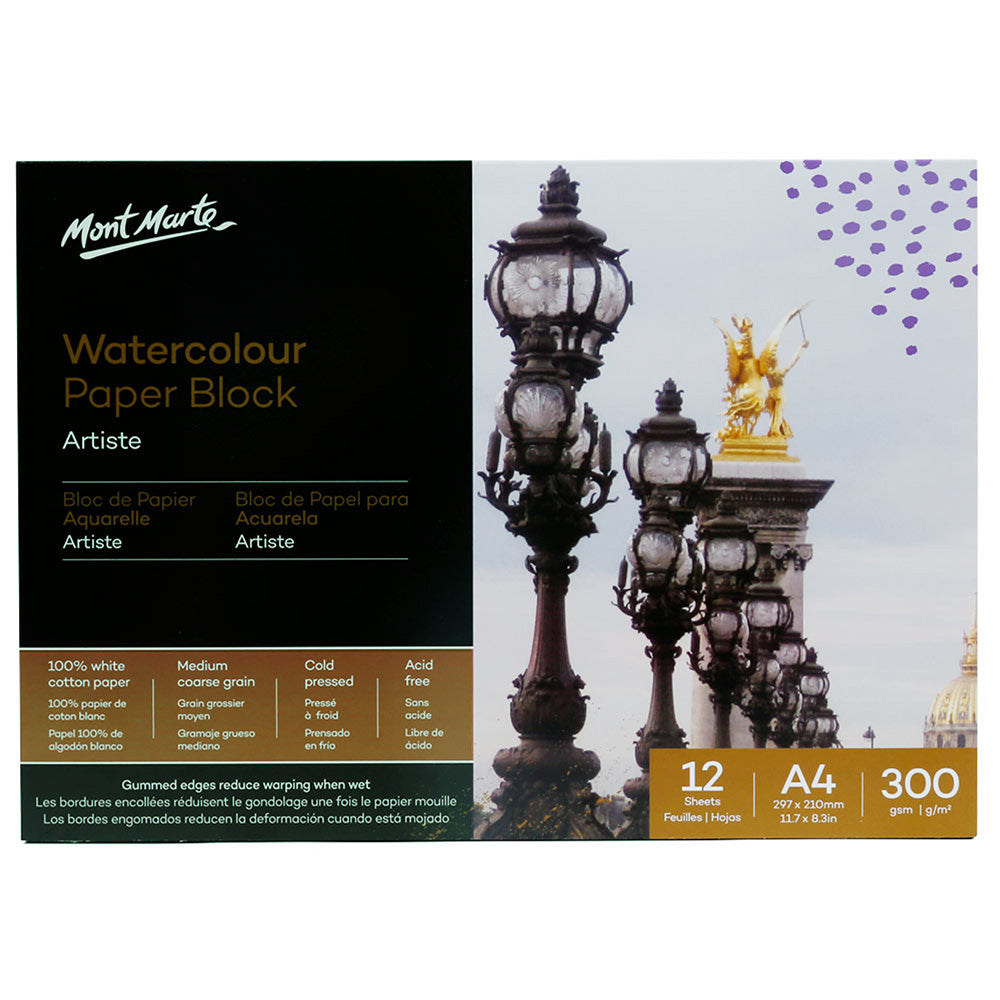 MONT MARTE Watercolour Paper 300g A4 - 12 sheets – Crafts N' Things ...